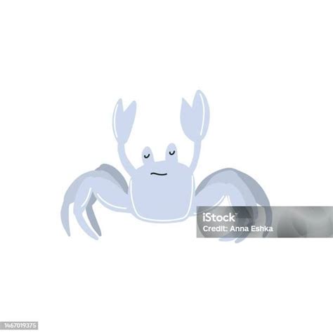 흰색 바탕에 스칸디나비아 스타일의 귀여운 게 벡터 손으로 그린 아이 그림입니다 바다 바다 수중 세계 0명에 대한 스톡 벡터 아트