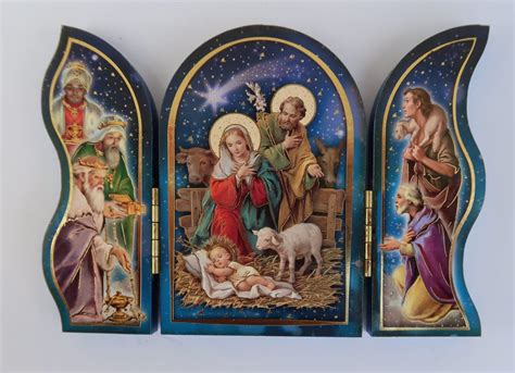 The Nativity With Lamb Natural Wood Triptych Byzantine Church Supplies