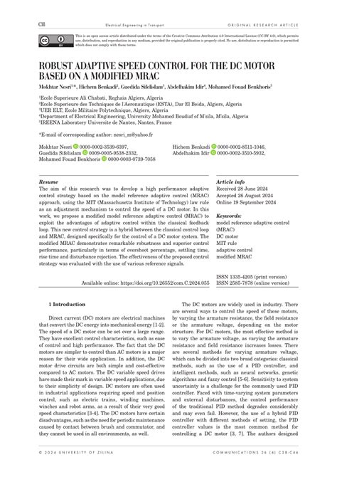 Pdf Robust Adaptive Speed Control For The Dc Motor Based On A Modified Mrac