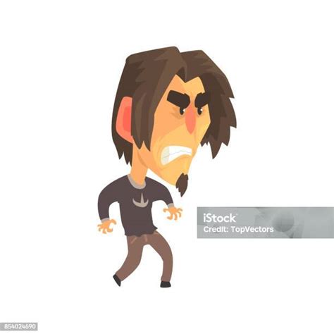 적극적인 얼굴 표정으로 스트레스 성 난 젊은이 망 감정적인 얼굴 만화 문자 벡터 일러스트 레이 션 남자에 대한 스톡 벡터 아트