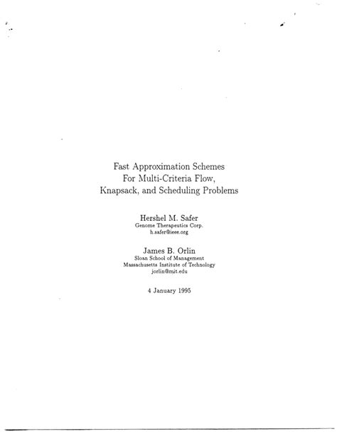 pdf fast approximation schemes for multi criteria flow knapsack and