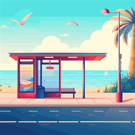 Premium Vector Bus Stop Scene