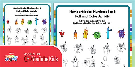 Numberblocks Roll And Color To 6 Worksheet Teacher Made