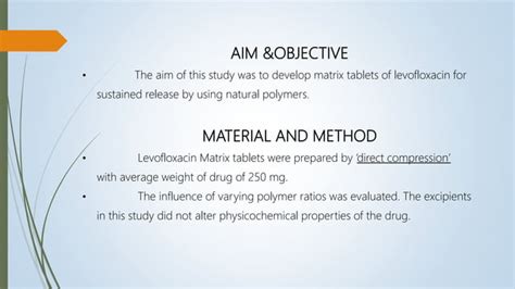 Formulation And Evaluation Of Sustained Release Matrix Tablet Pptx