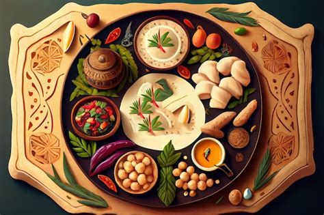 Savoureuse Cuisine Traditionnelle Arabe Plateau De Meze Du Moyen Orient Avec Olives Pita Houmous
