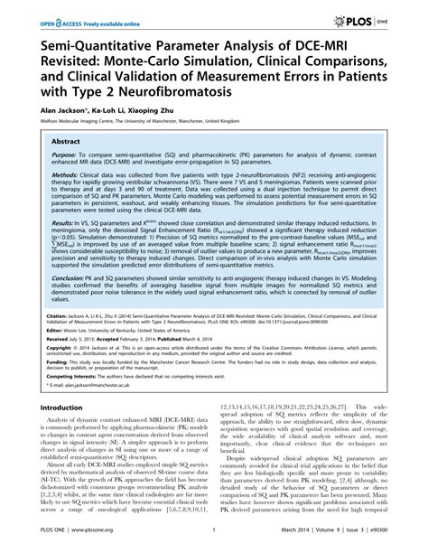 Pdf Semi Quantitative Parameter Analysis Of Dce Mri Revisited Monte