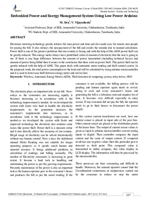 Pdf Embedded Power And Energy Management System Using Low Power Arduino