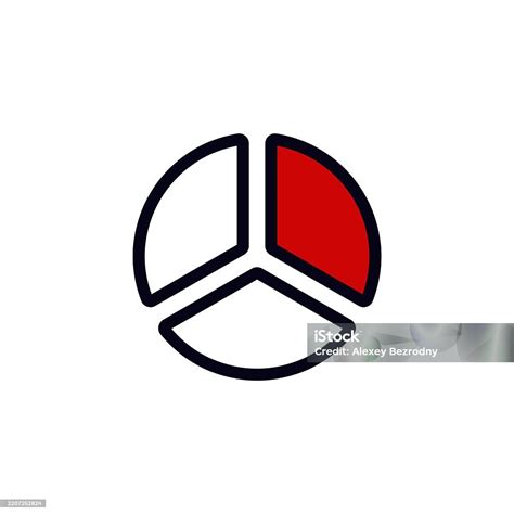 Red And Black Pie Chart Icon Showing A Single Highlighted Segment Of A Circle Diagram Stock