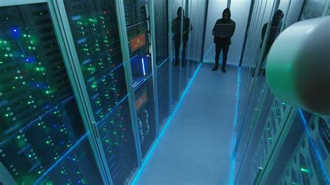 Camera Recording Hacker Entering Data Center Free Stock Video