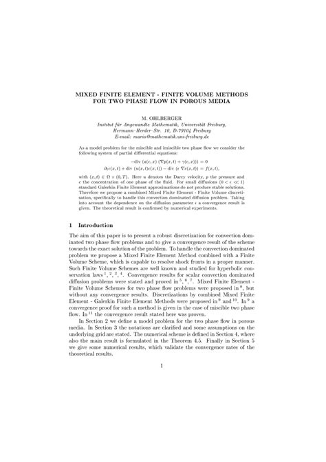 pdf mixed finite element finite volume methods for two phase flow in porous media