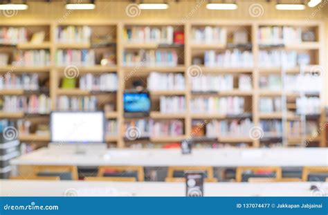 Blurred Bookshelf In Library Room Stock Image 137074477