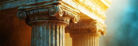 Architectural Detail Of Ionic Style Columns Supporting Stone