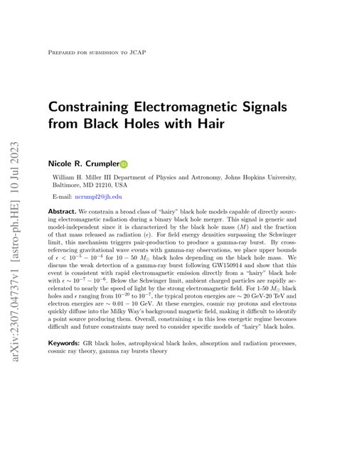 Pdf Constraining Electromagnetic Signals From Black Holes With Hair