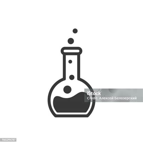 실험실 비커 아이콘입니다 플라스크에서 화학 실험 크립토미트리 및 생물학 기호 플라스크 벡터 일러스트레이션 과학 기술 흰색 배경에 격리 된 검은 색 개체입니다 건강 검진에