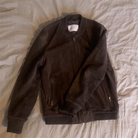 Bellfield Suede Bomber Jacket Brown Large Excellent... - Depop