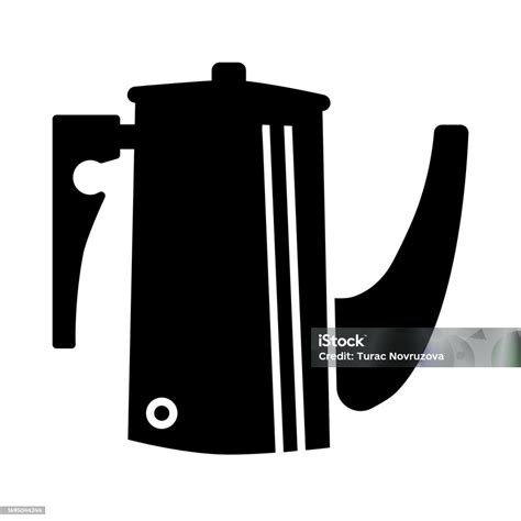 주전자 단단한 아이콘 주방 용품 개념 흰색 배경에 길고 얇은 기호가 있는 커피 양조 주전자 개념 웹을 위한 스타일의 커피 포트