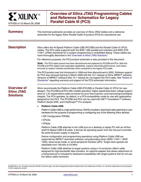 Xtp029 Overview Of Xilinx Jtag Programming Cables And