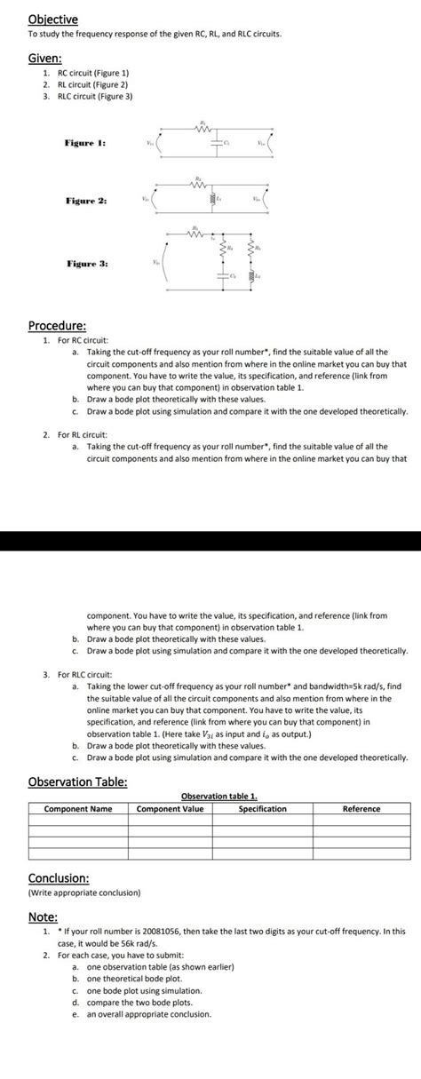 Solved Objective To Study The Frequency Response Of The Chegg Com