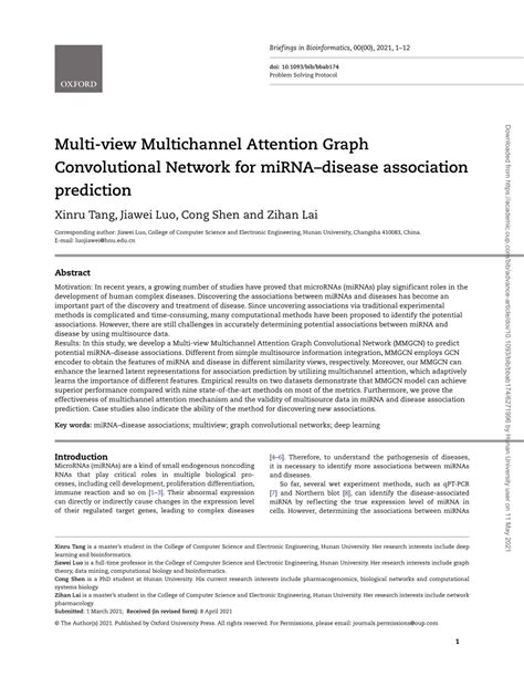 PDF Multi View Multichannel Attention Graph Convolutional Network For MiRNAdisease