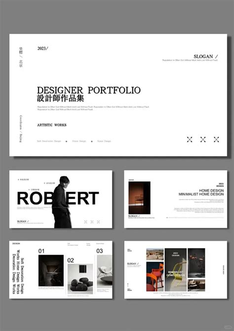极简画册风 设计师作品集ppt模板n0 258 花瓣网