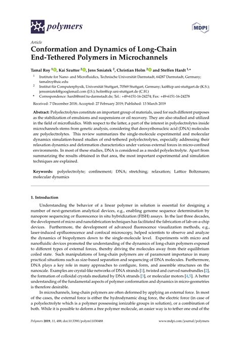 Pdf Conformation And Dynamics Of Long Chain End Tethered Polymers In