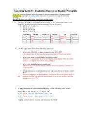 Learning Activity Statistics Exercises Template Docx Learning Activity Statistics Exercises
