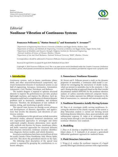 Pdf Nonlinear Vibration Of Continuous Systems