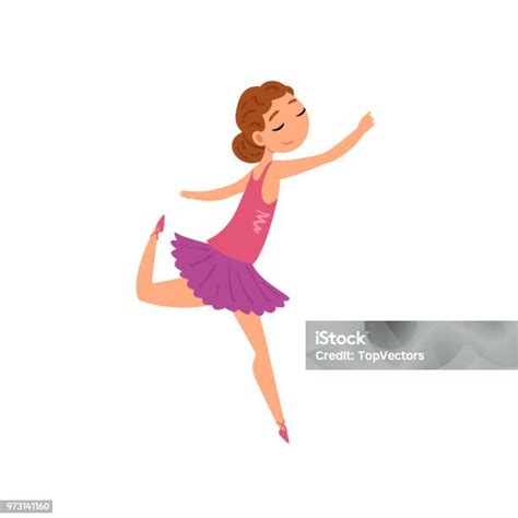 발레리 나 문자 보라색 투투 드레스는 흰색 바탕에 만화 벡터 일러스트 레이 션 고전 양식에 대한 스톡 벡터 아트 및 기타 이미지 고전 양식 공연 교육 Istock