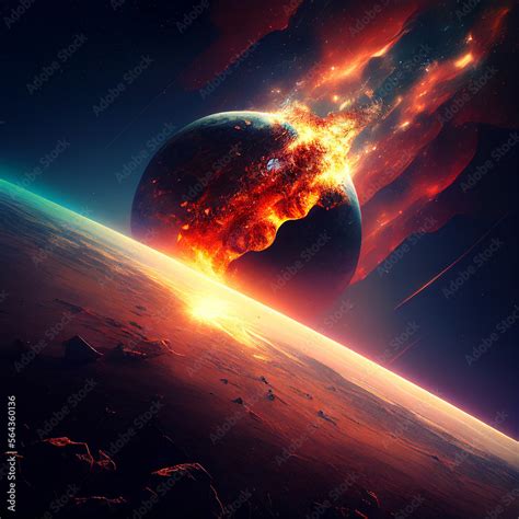 Beautiful Cartoon Planet Explosion An Artistic And Colorful Artwork Depicting A Cartoon Planet