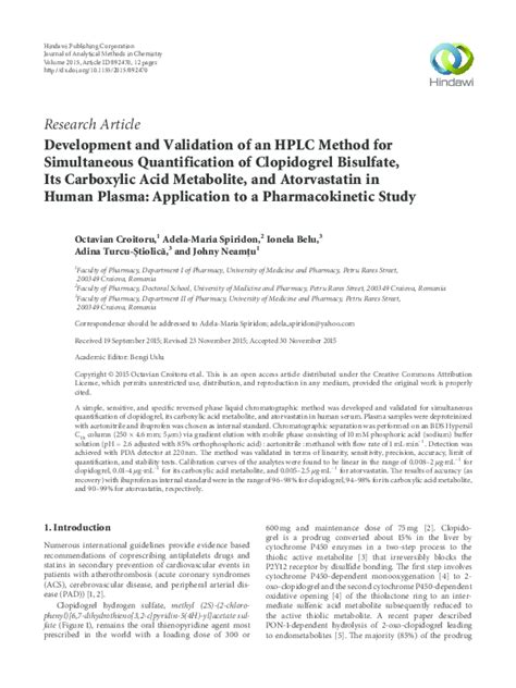 Pdf Development And Validation Of An Hplc Method For Simultaneous