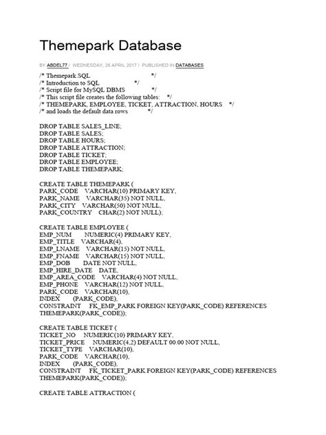 Themepark Database Download Free Pdf Database Index Databases