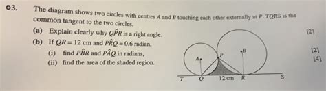 Solved 3 `the Diagram Shows Two Circles With Centres A And B Touching Each Other Externally