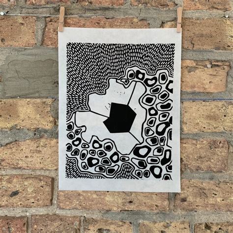 Abstract Linocut Etsy
