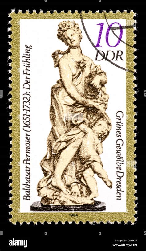 Postage Stamp From East Germany Ddr Depicting A Statue From The
