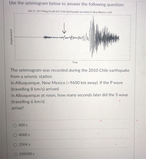 Solved Use The Seismogram Below To Answer The Following
