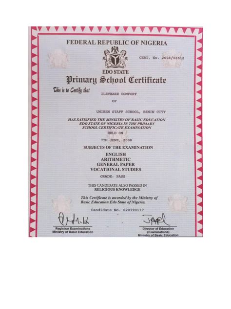 Primary School Cert Pdf