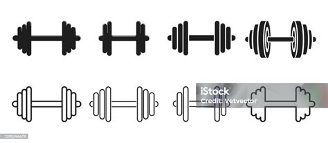 아령 체육관 피트니스 플랫 아이콘 벡터 일러스트의 세트입니다 Eps 10 덤벨에 대한 스톡 벡터 아트 및 기타 이미지 덤벨 무게 개성 개념 Istock