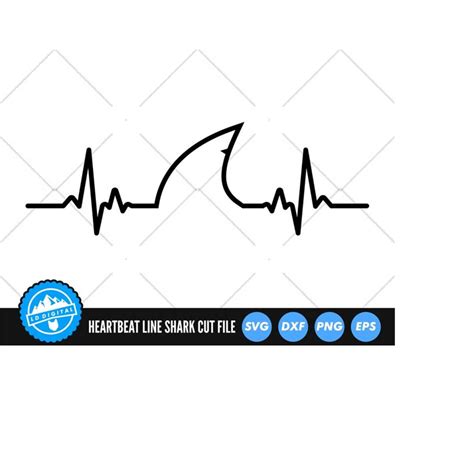 Heartbeat Line Shark Fin Svg Files Ecg Ekg Cut Files Hea Inspire Uplift