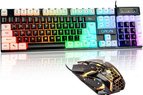 Amazon Com CHONCHOW Light Up Keyboard And Mouse Combo Full Size RGB Gaming LED Keyboard And
