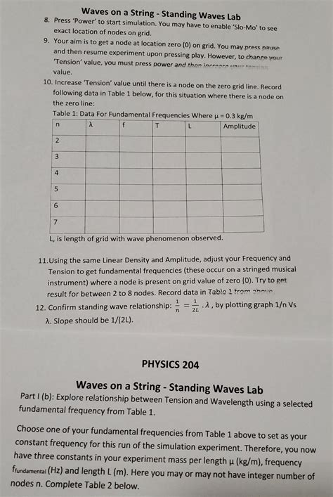 solved waves on a string standing waves lab 8 press