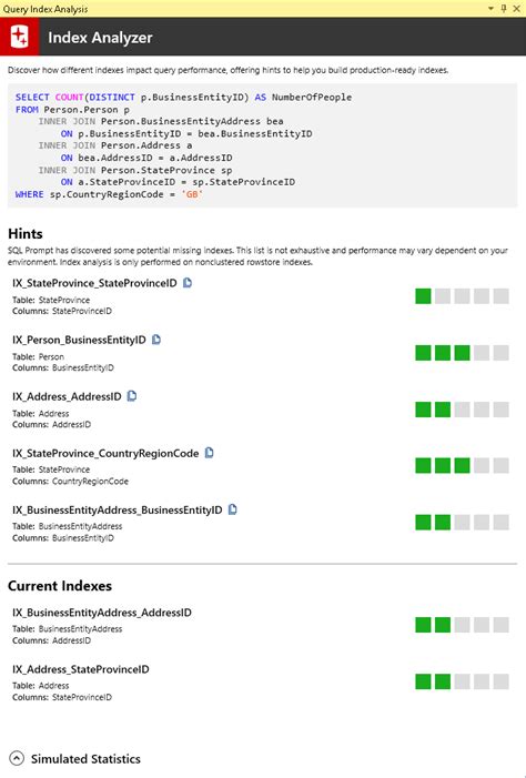 Query Index Analysis Sql Prompt 11 Product Documentation
