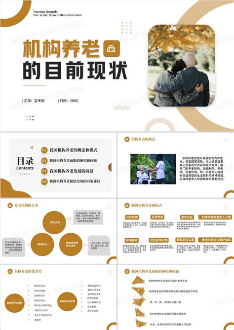 褐色商务机构养老的目前现状ppt模板下载 熊猫办公