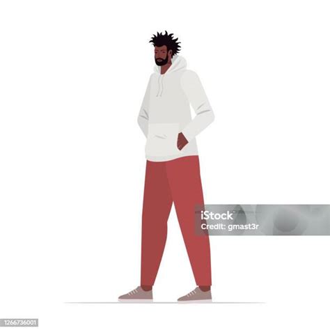 캐주얼 트렌디 한 옷을 입은 젊은 남자 아프리카 계 미국인 만화 캐릭터 스탠딩 포즈 아프리카계 미국 민족에 대한 스톡 벡터 아트 및 기타 이미지 아프리카계 미국 민족