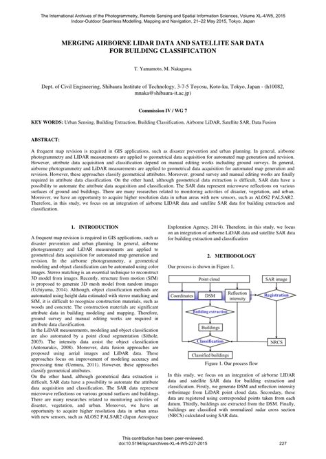 PDF MERGING AIRBORNE LIDAR DATA AND SATELLITE SAR DATA FOR BUILDING CLASSIFICATION