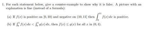 Solved For Each Statement Below Give A Counter Example Chegg