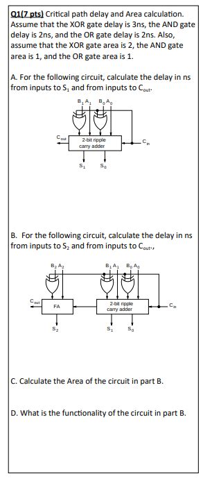 Solved Q17 ﻿pts ﻿critical Path Delay And Area Calculation