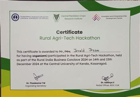 Thrilled To Share My Participation In The Rural Agri Tech Hackathon 2024 At The Central