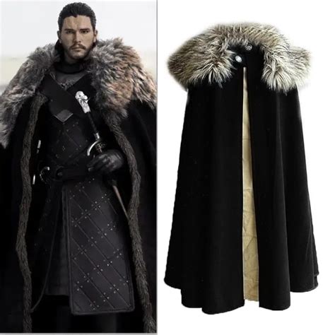 Game Of Thrones Jon Snow Costume Viking Fur Shoulder Cape Quda Halloween