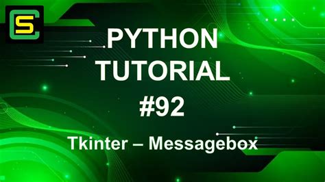 Python Tutorial 92 Tkinter Messagebox Youtube