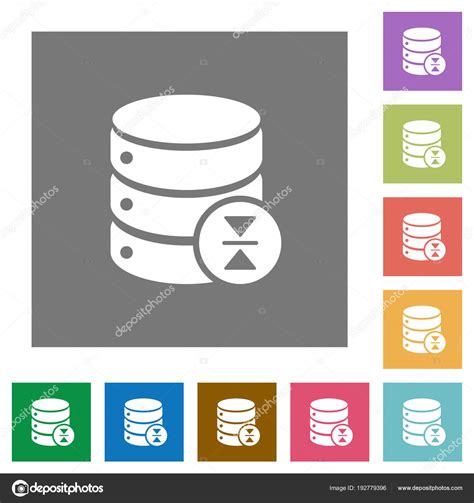 Select Database Table Row Square Flat Icons Stock Vector By
